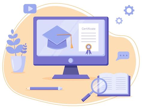 Premium Vector Online Certification On Monitor Screen For Elearning
