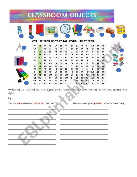 Classroom Objects Esl Worksheet By Giorginella