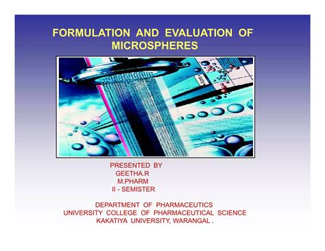 Formulation And Evaluation Of Microspheres Pdf Chemistry Science