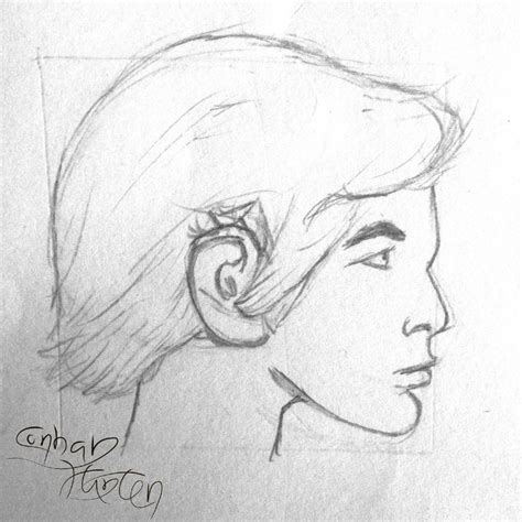 Male Side View Drawing By Corban