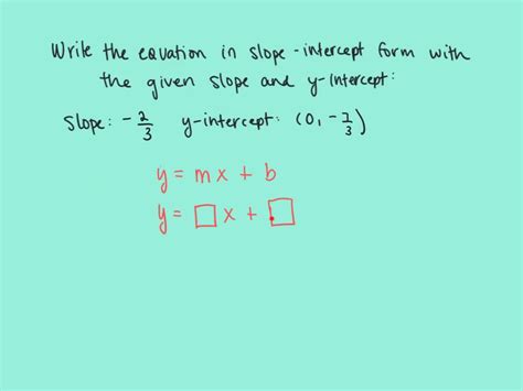 SOLVED Use The Slopeintercept Form To Write An Equation Of The Line With The Given Slope And Y