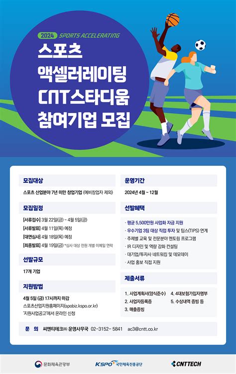 씨엔티테크 2024 스포츠 액셀러레이팅 프로그램 ‘cnt스타디움창업기업 모집 플래텀