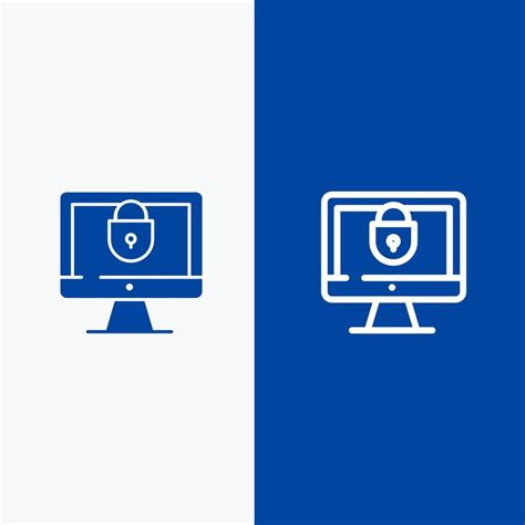 Computer Internet Lock Security Line And Glyph Solid Icon Blue Banner Line And Glyph Solid Icon