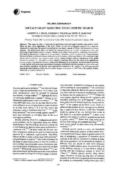 pdf inexact graph matching using genetic search