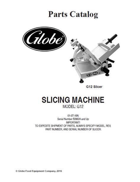 Globe Slicer Model 150 Parts Diagram Globe 500 Slicer Parts