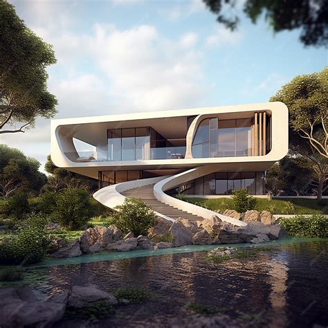 Premium Photo Futuristic Architecture Villas Amazing Architecture House Organic Architecture
