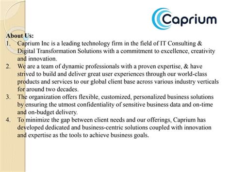 Caprium Inc Computer Software And Applications Computing