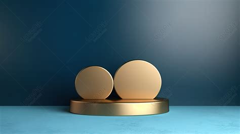 제품 프레젠테이션을 위한 파란색 모형 연단 디스플레이의 추상 금 배경 3d 장면 렌더링 블루 골드 배경 연단 배경 금 배경 이미지 Hd 블루 골드 연단 금 배경