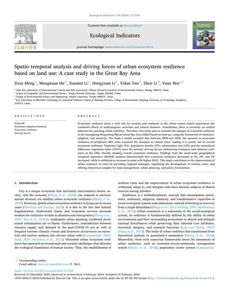 Pdf Spatio‑temporal Analysis And Driving Forces Of Urban Ecosystem Resilience Based On Land