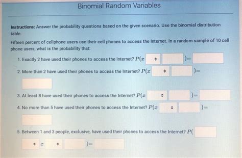 Solved Binomial Random Variables Instructions Answer The