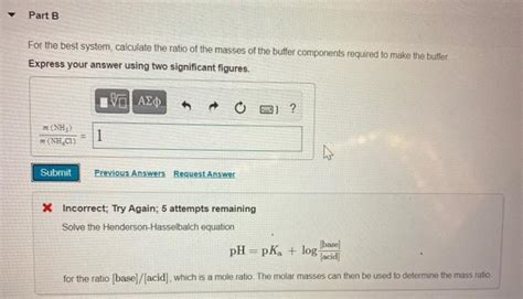 Solved Part A Which Of The Following Buffer Systems Would Be