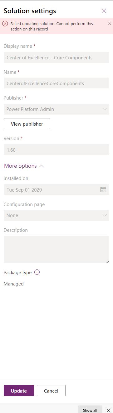 coe starter kit update fail · issue 740 · microsoft powerapps tools