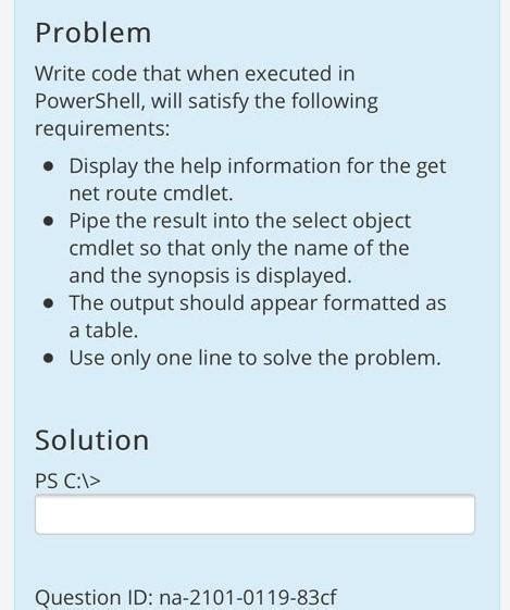 Solved Problem Write Code That When Executed In Powershell