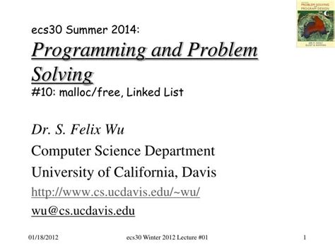 Ppt Ecs30 Summer 2014 Programming And Problem Solving 10 Malloc