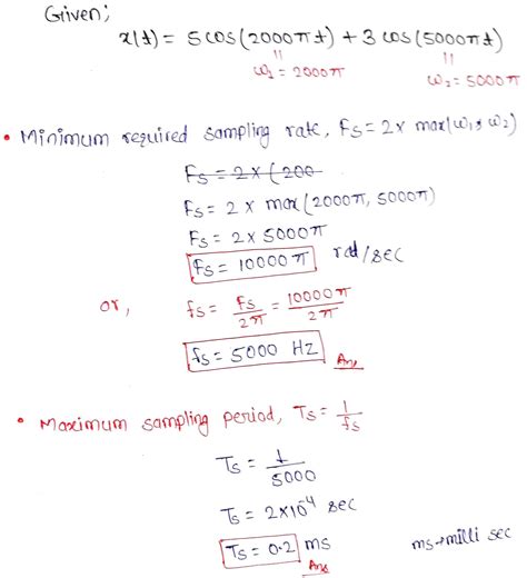 Solved For The Following Signals Find The Minimum Required Sampling Course Hero