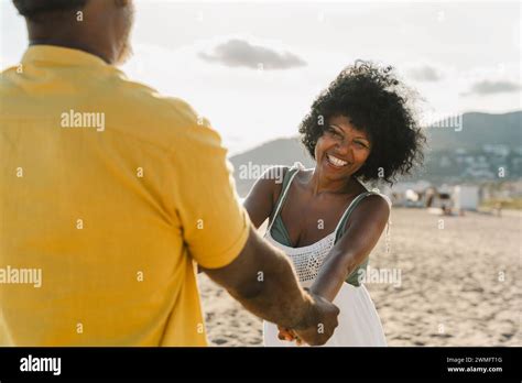 Beautiful Mature Black Couple Of Lovers Dating At The Seaside Married