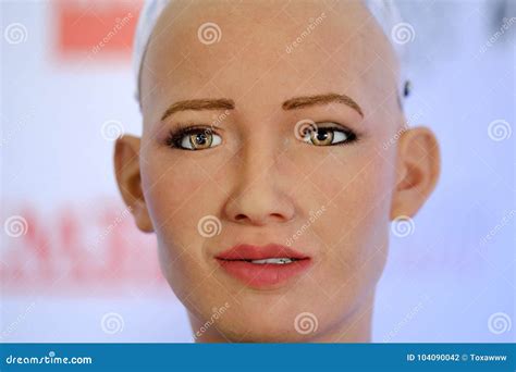 Sophia Humanoid Robot At Open Innovations Conference At Skolokovo Technopark Editorial
