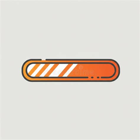 Rounded Rectangular Progress Bar With Orange And White Diagonal Stripes