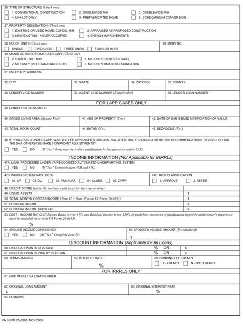 VA Form 26 0286 VA Loan Summary Shee VA Forms