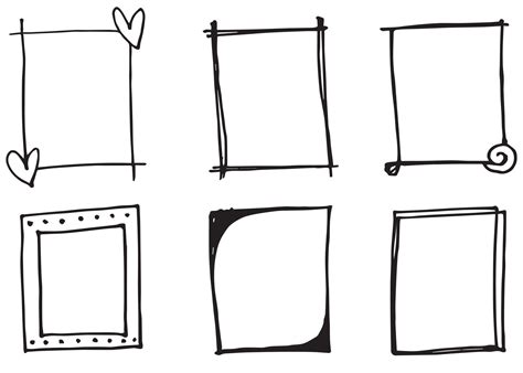 Hand Drawn Set Of Black And White Doodle Rectangle Frames 5724955