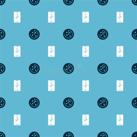Set Radar With Targets On Monitor And Compass Mobile On Seamless Pattern Vector Stock Vector