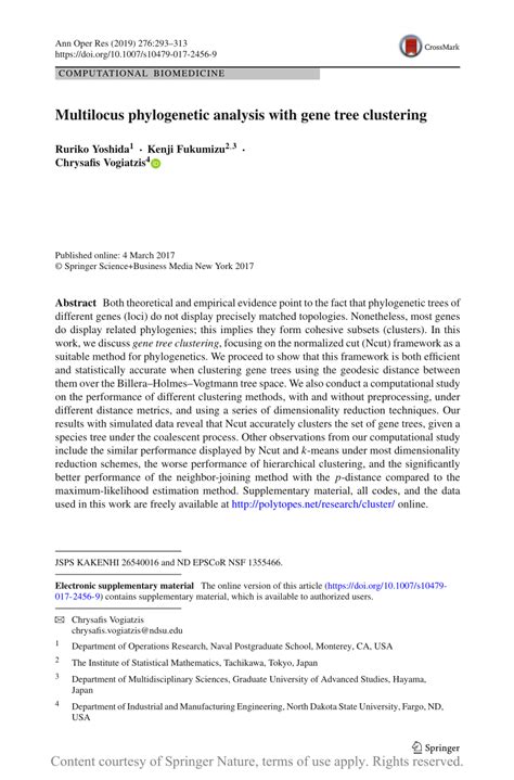 Multilocus Phylogenetic Analysis With Gene Tree Clustering Request Pdf