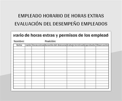 Plantilla De Hoja De Registro Para Horas Extras Formulario De