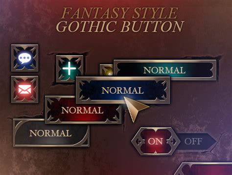 Gothic Button Set 2d Icons Unity Asset Store
