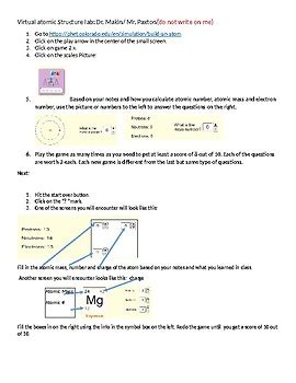 Atomic Structure Virtual Lab Using PHET By Doctor Makin TpT