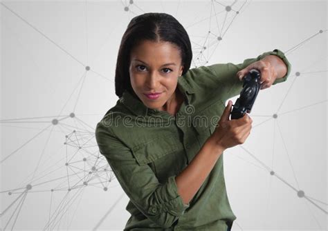 Woman Playing With Computer Game Controller Stock Image Image Of