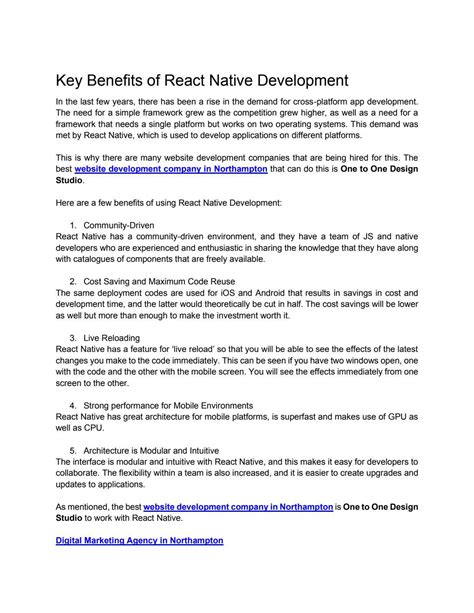 Key Benefits Of React Native Development By Onetoone Design Issuu