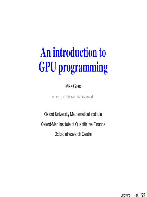 Lec 1 Pdf Graphics Processing Unit Thread Computing