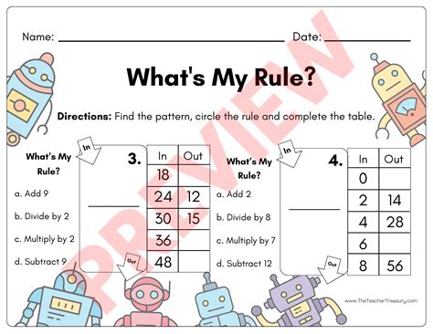 Function Machines Whats My Rule Input And Output Tables Robot Theme