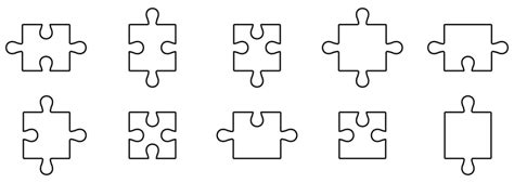Jigsaw Parts Matching Puzzle Pieces Fit Line Icon Set Business Strategy Teamwork