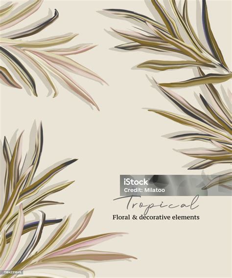 파스트라인 색상의 녹지 인사말 팜 초대 장내 카드 템플릿 디자인 잎 잎 은 베이지 색 배경 자연 결혼식 Boanical 장식에 손으로 그린 낙서 그래픽 관목에 대한 스톡