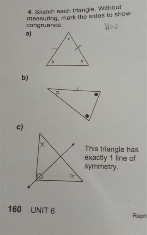 Solved Sketch Each Triangle Without Measuring Mark The Sides To Show Congruence A B C