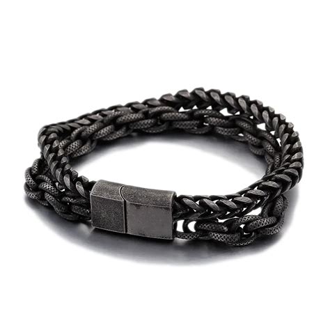Punk Blackened Stainless Steel Braided Bracelet Vrafi Jewelry