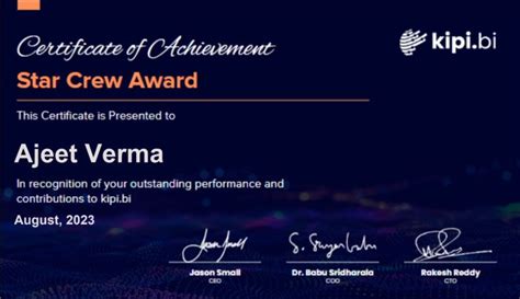 ajeet kumar verma on linkedin i m very excited to share that i have received the star crew