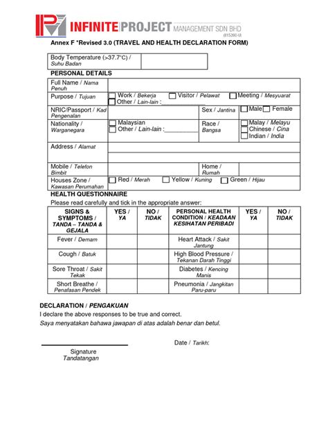 Annex F Revised 30 Health Declaration Form Pdf