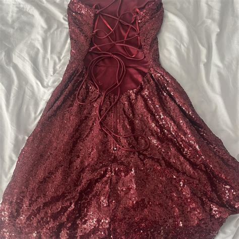 Windsor Red Sequin Lace Up Mini Dress Partyvibes Depop