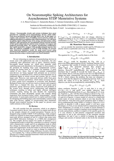Pdf On Neuromorphic Spiking Architectures For Asynchronous Stdp