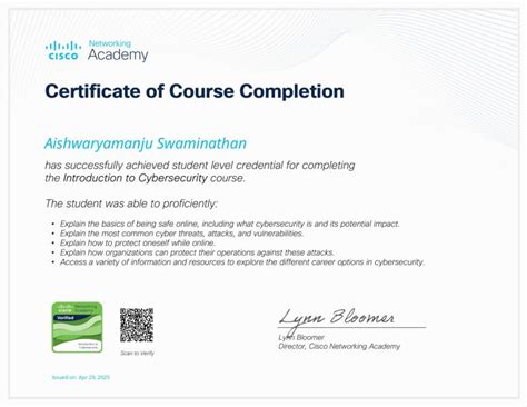 Cisco Cybersecurity Certification Learningjourney Upskilling… Aishwaryamanju Swaminathan