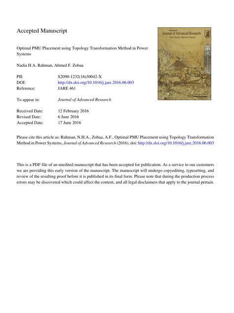 Pdf Optimal Pmu Placement Using Topology Transformation Method In Power Systems