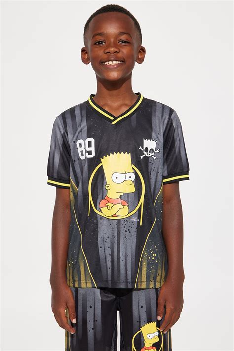 Mini Bart Simpson Athletic Soccer Jersey And Short Set Blackcombo