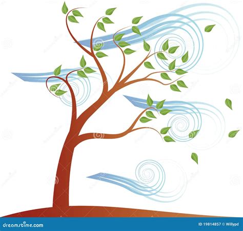 Tree With Cloud And Effect Wind Stock Vector Illustration Of Style Cloud