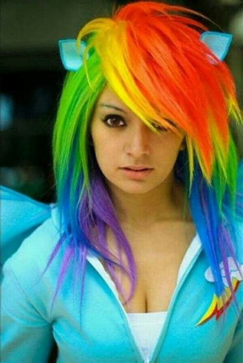 Rainbow Dash Cosplay Rainbow Hair Color Hair Color Neon Hair