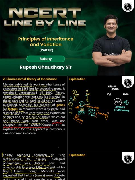 Principle Of Inheritance And Variation Part 02 Class Notes Pdf