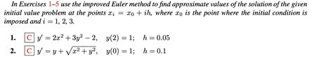 solved in exercises 1 5 use the improved euler method to