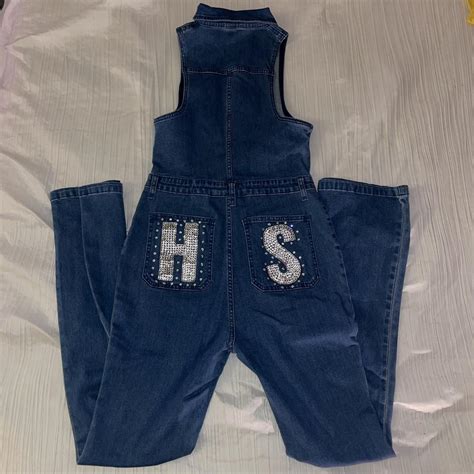 Bedazzled Cherry And Hs Denim Jumpsuit Perfect For Depop