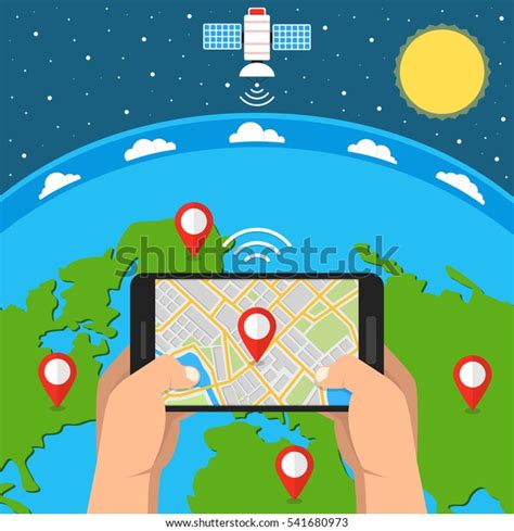Mobile Gps Navigation Map Pointer On Stock Vector Royalty Free
